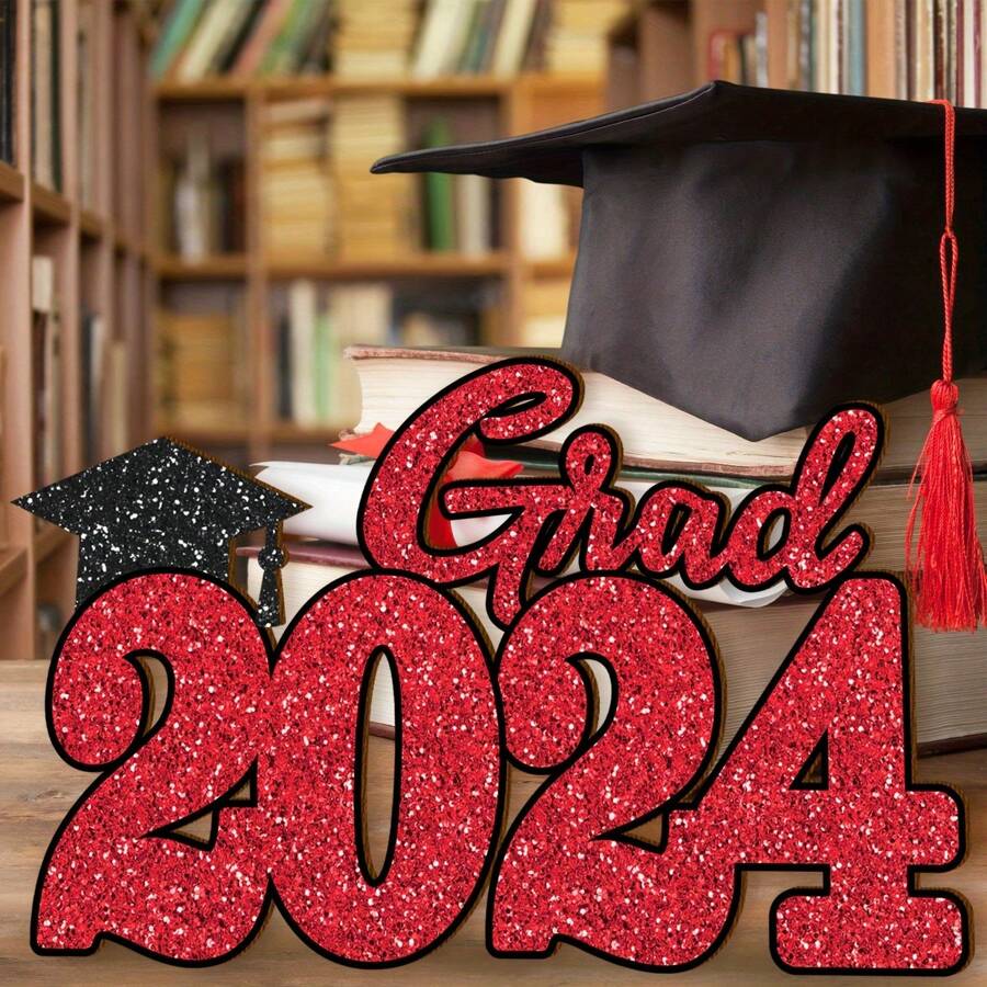 1pc, Graduation Party Decorations For Class Of 2024, Red Grad 2024 Wood ...
