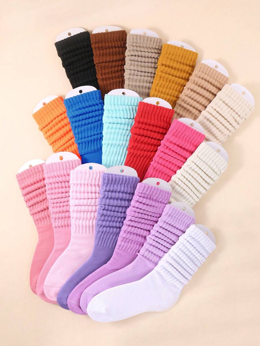 6pairs Women's Random Color Fashionable Bubble Pile Socks, Comfortable ...