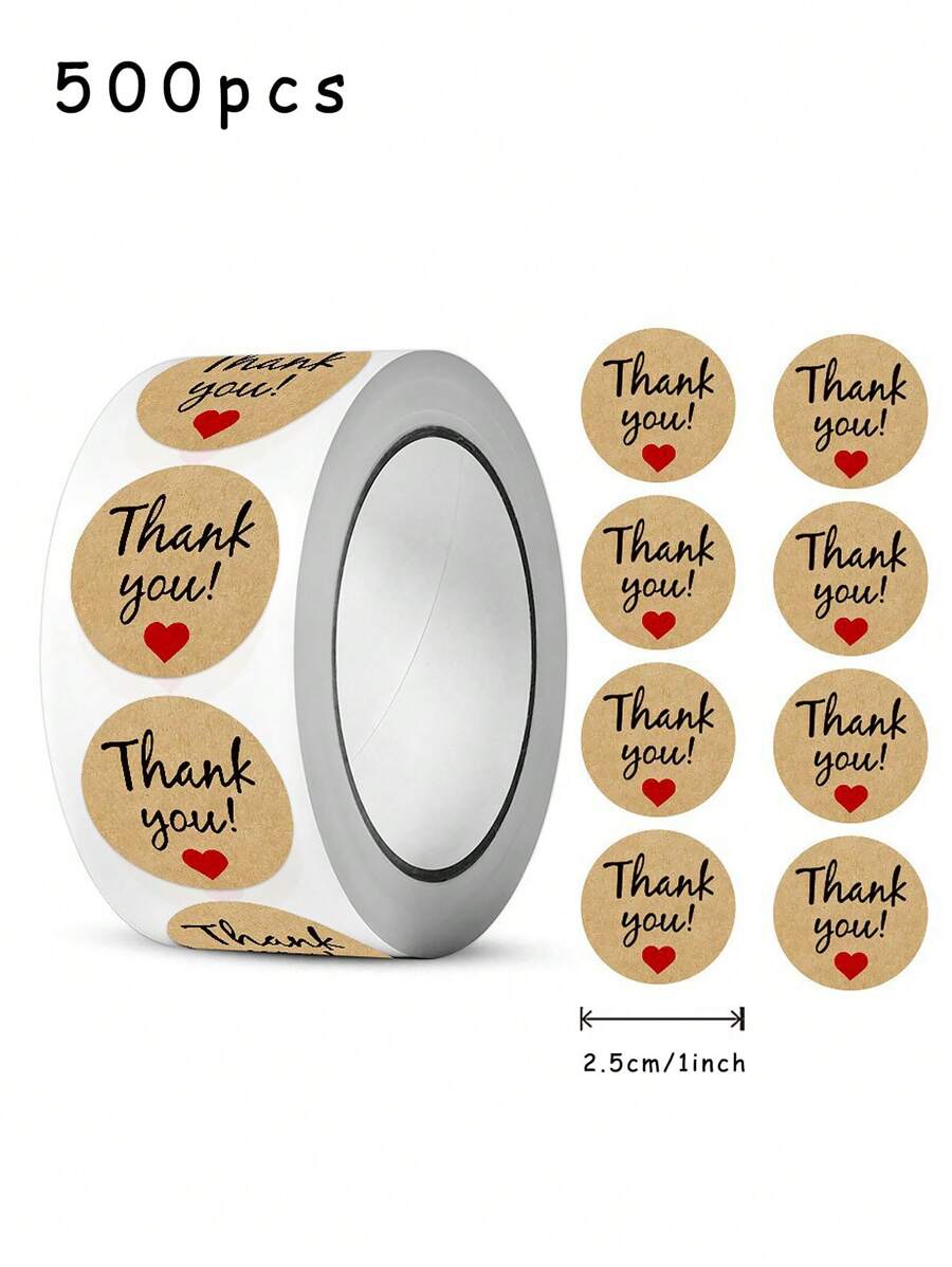 500pcs Kraft Paper Sealed Labels, Thank You Message Self-Adhesive ...