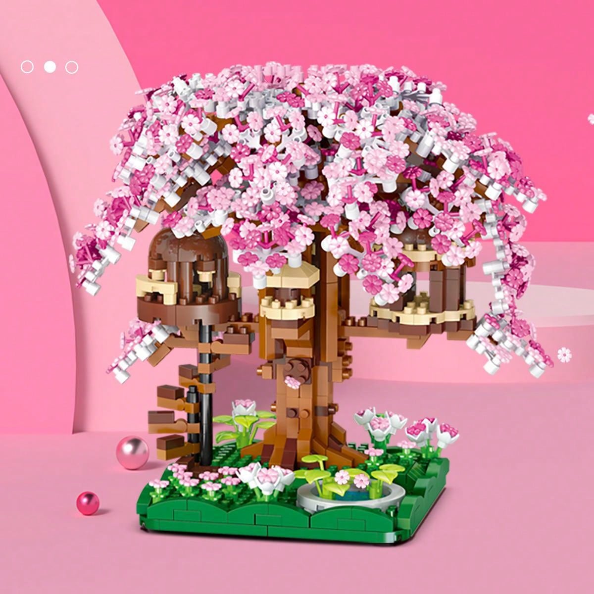 1109pcs Mini Building Blocks Cherry Blossom Tree & Treehouse & Potted ...
