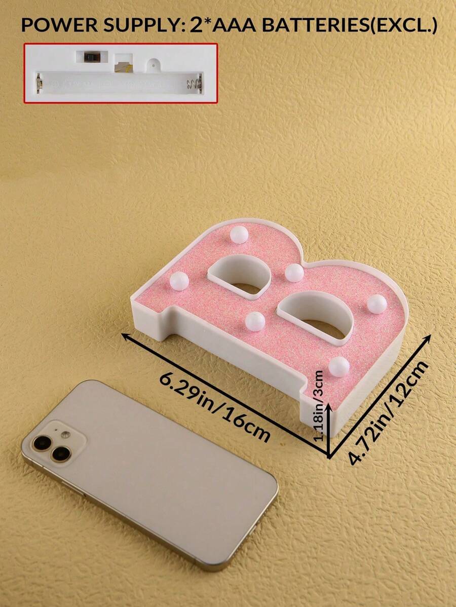 1PC pink sequin luminous letters&numbers desktop decoration small night ...