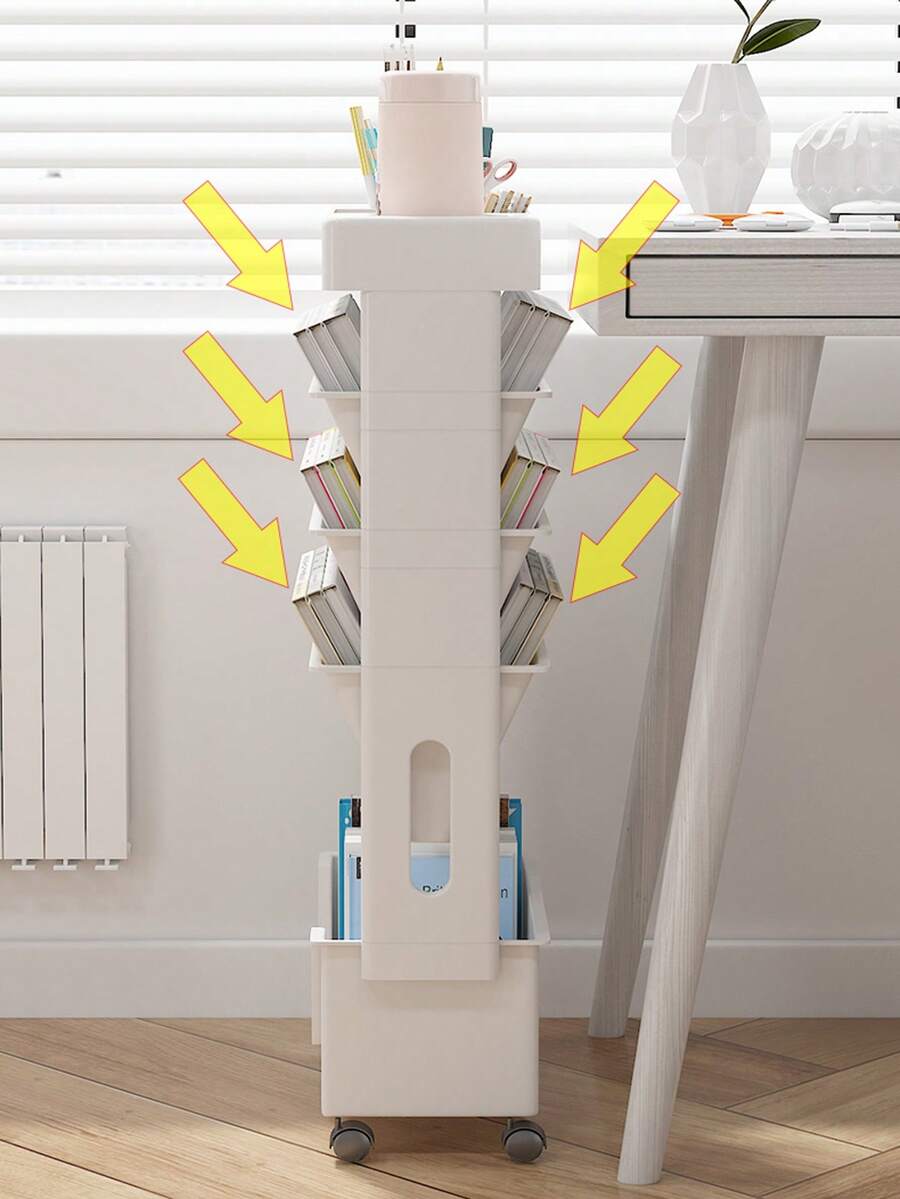 1pc Multifunctional Floor-Standing Moving Storage Rack With Large ...