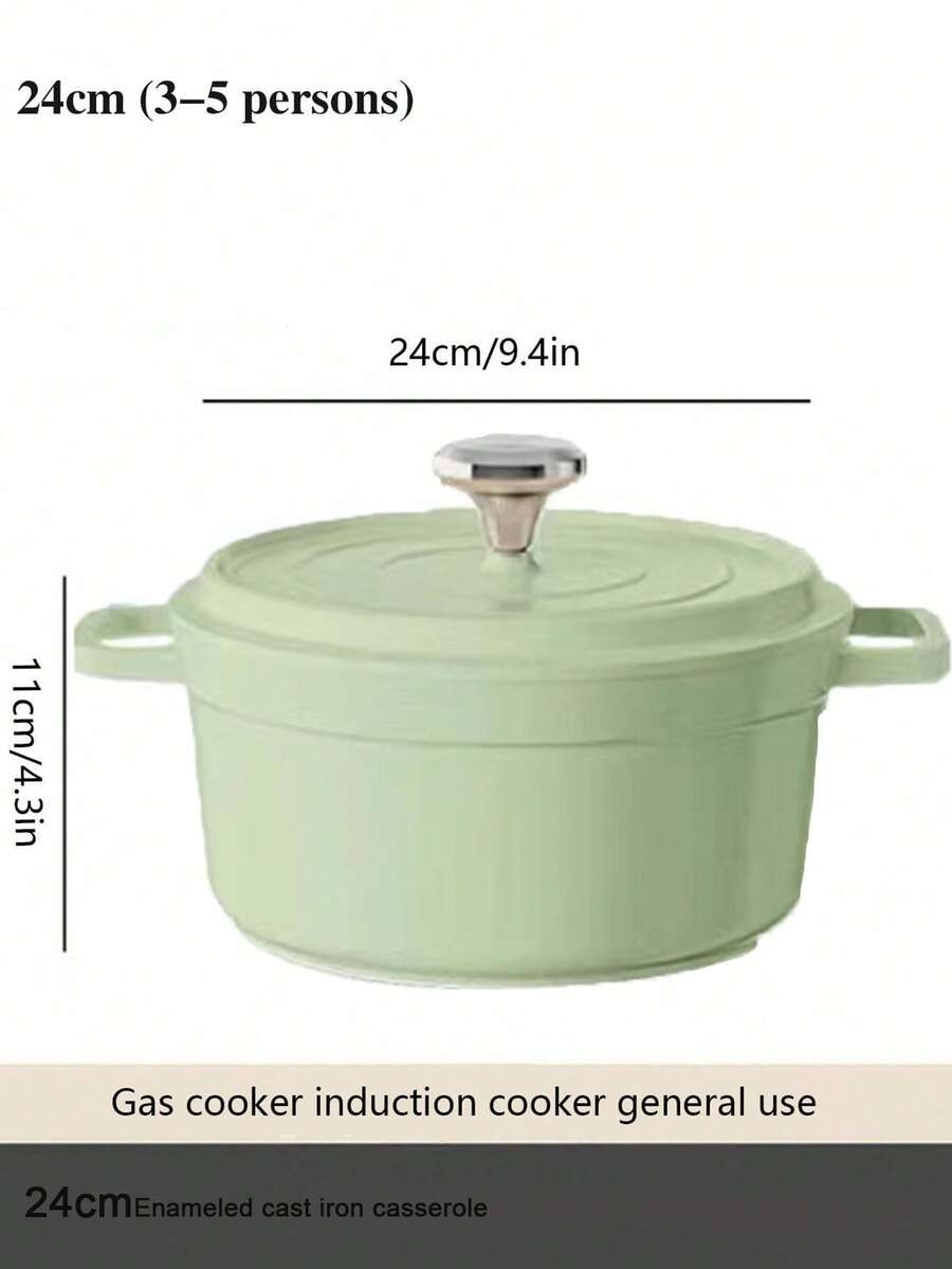 1pc 24cm Multicolor Enameled Pot With Double Handle, Non-Stick, Stewpot ...