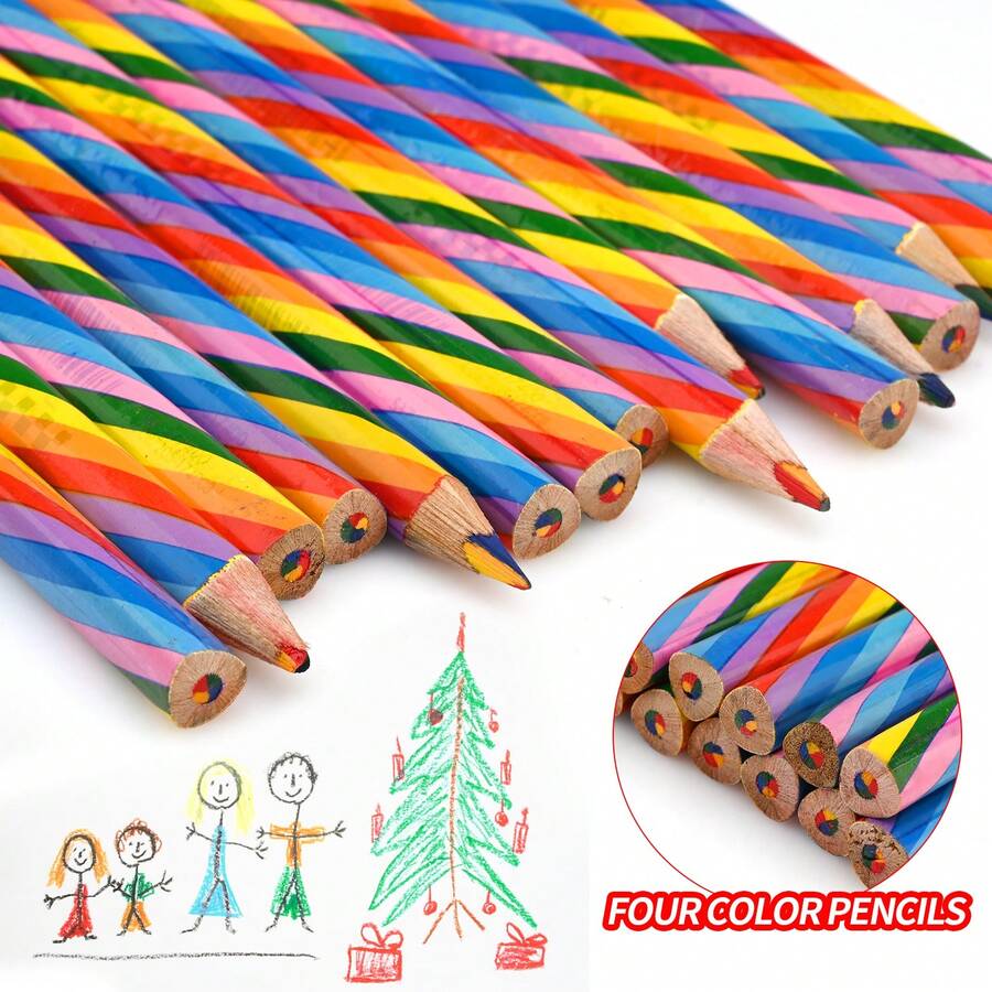 16Pcs Rainbow Coloured Pencils, 4 In 1 Colouring Pencils For Kids ...