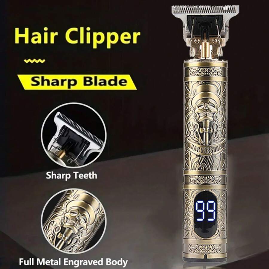 1pc Professional Cordless Barber, Zero-Clearance T-Blade Lined Grooming ...