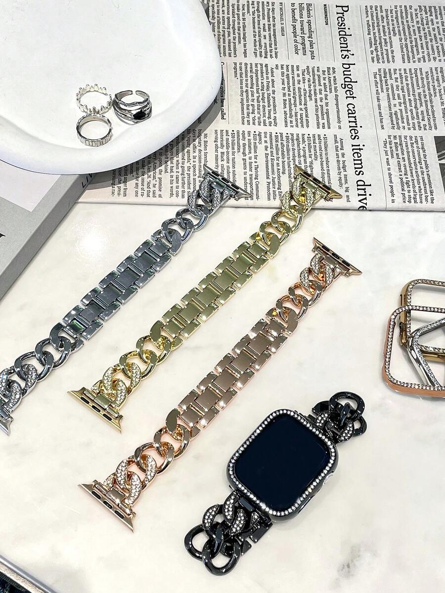 1pc Jeweled Metal Cowboy Chain Watch Band Compatible With 38/40/41/42 ...