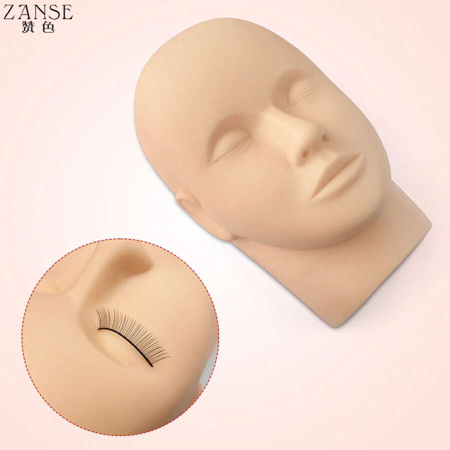 Eyelash Grafting Practice Model Head Made Of Silicone, Facial Makeup Practice Tool For Beginners ...