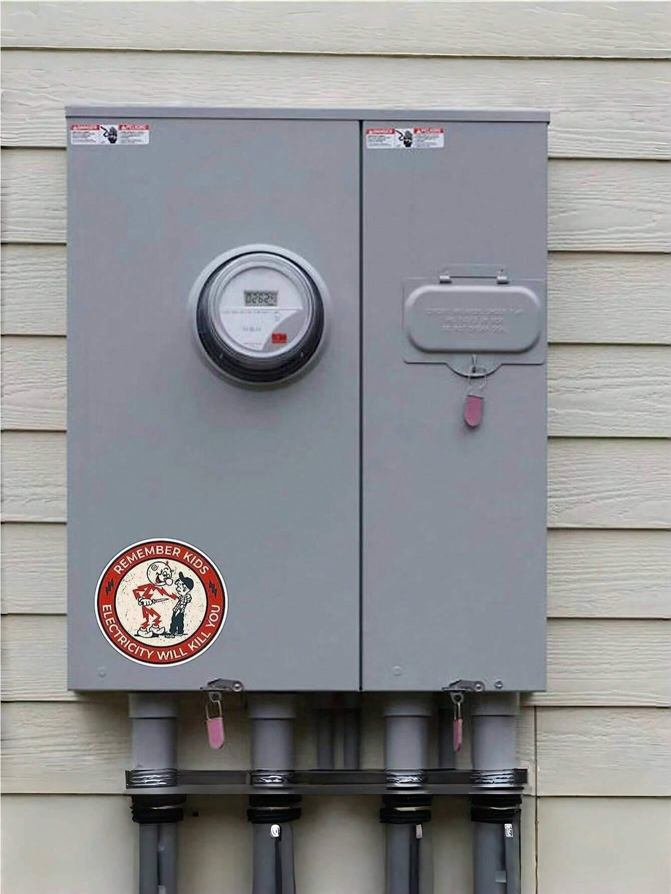 5pcs Multi-Color Kilowatt Warning Stickers, Remember Kids Electricity ...