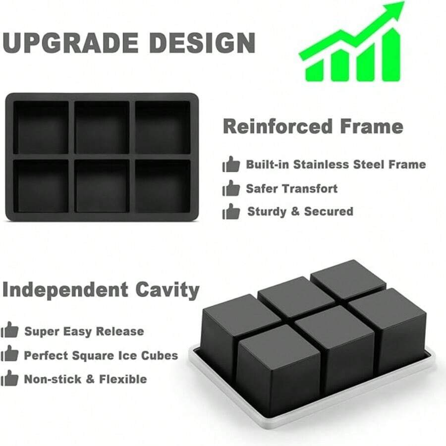 Ice Cube Mold - Large Silicone Ice Maker For Whiskey And Cocktails ...