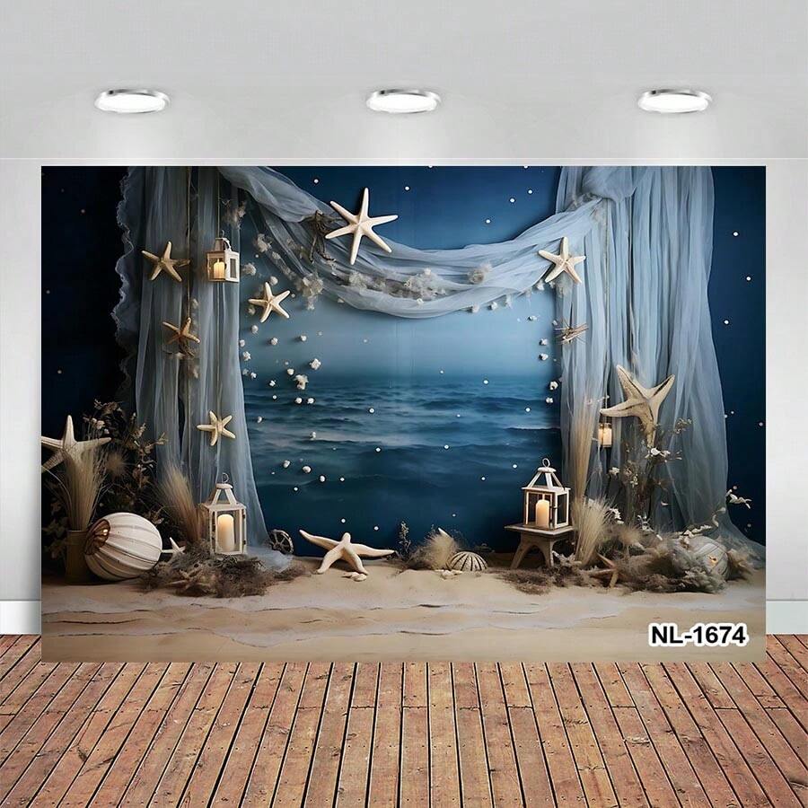 Underwater World Starfish Photography Backdrop Boy And Girl Birthday ...