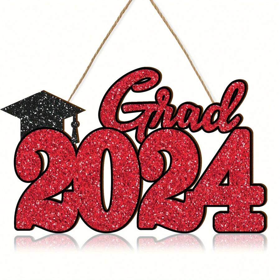 1pc, Graduation Party Decorations For Class Of 2024, Red Grad 2024 Wood ...