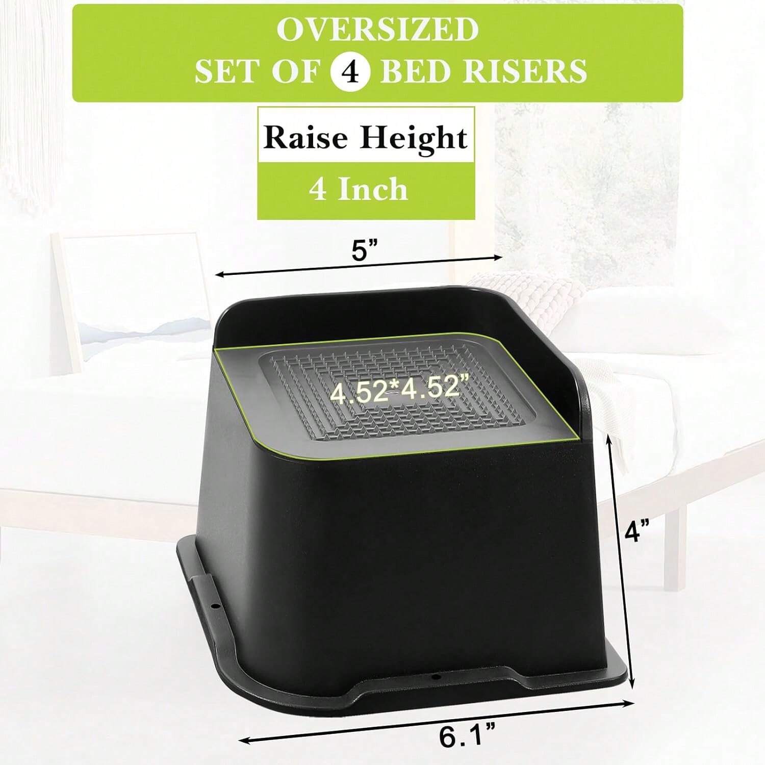 Pack Of 4 Bed Risers 4 Inch,Oversized Furniture Riser For Couch Sofa ...
