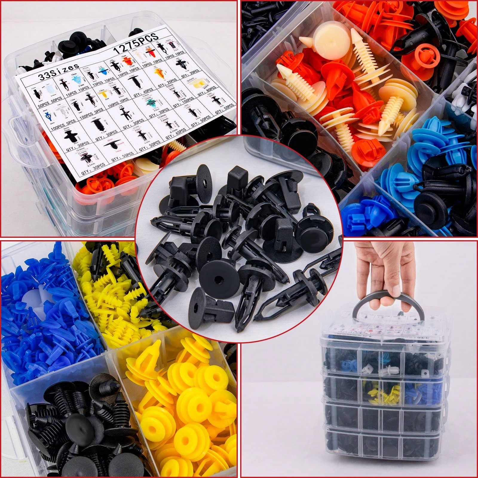 1390pcs Car Door Panel Clips Plastic Fasteners Retainer Kit 33 Sizes ...