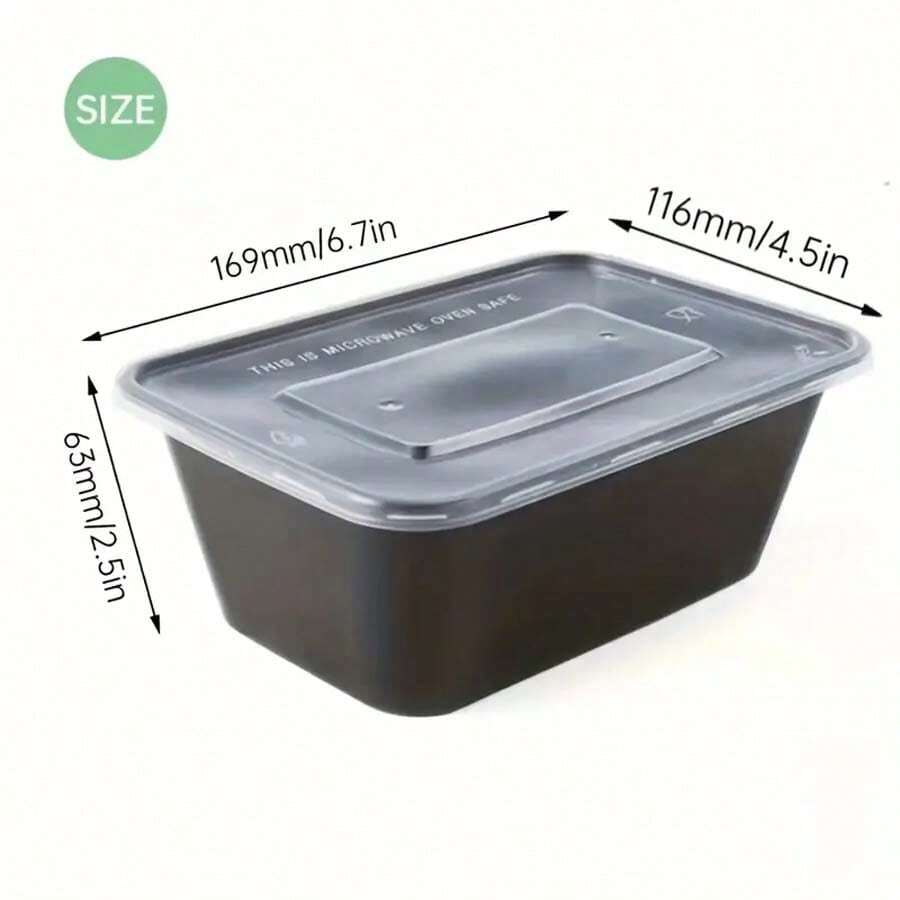30pcs, 26oz Plastic Black Boxs With Lids, Rectangular Food Storage ...