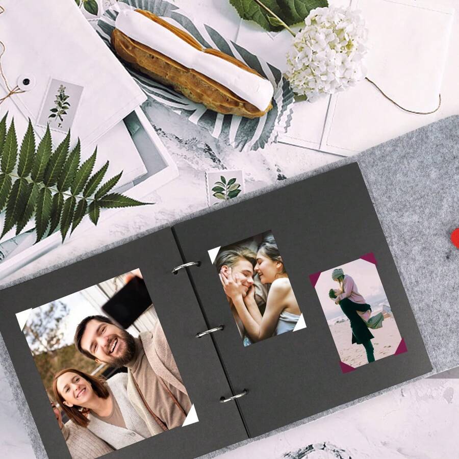 Felt Scrapbook Photo Album, Black Pages Photo Book For Birthday ...