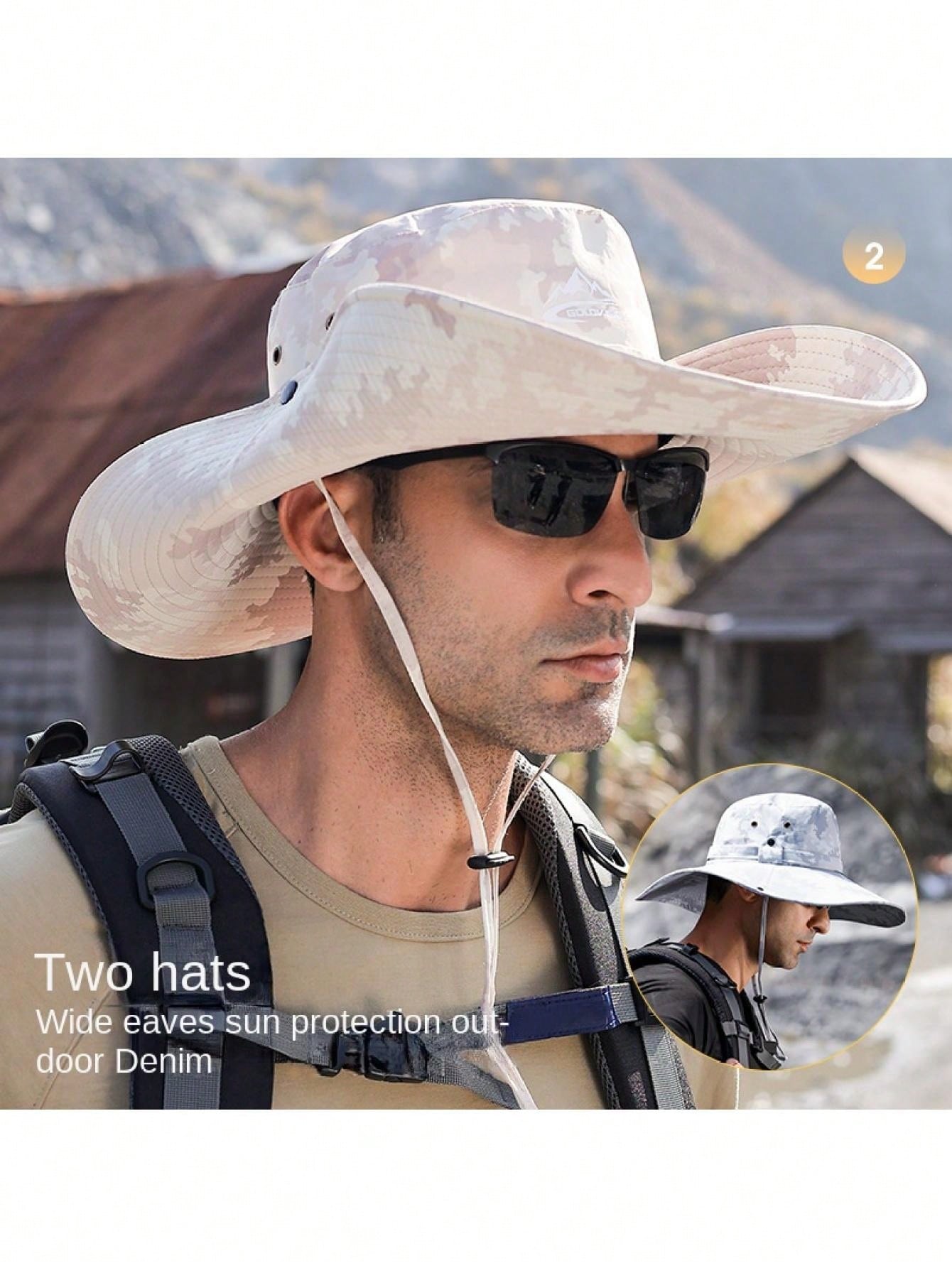 1pc Summer Men Sunproof Fisherman Hat Anti-Uv Breathable Wide Brim Sun ...