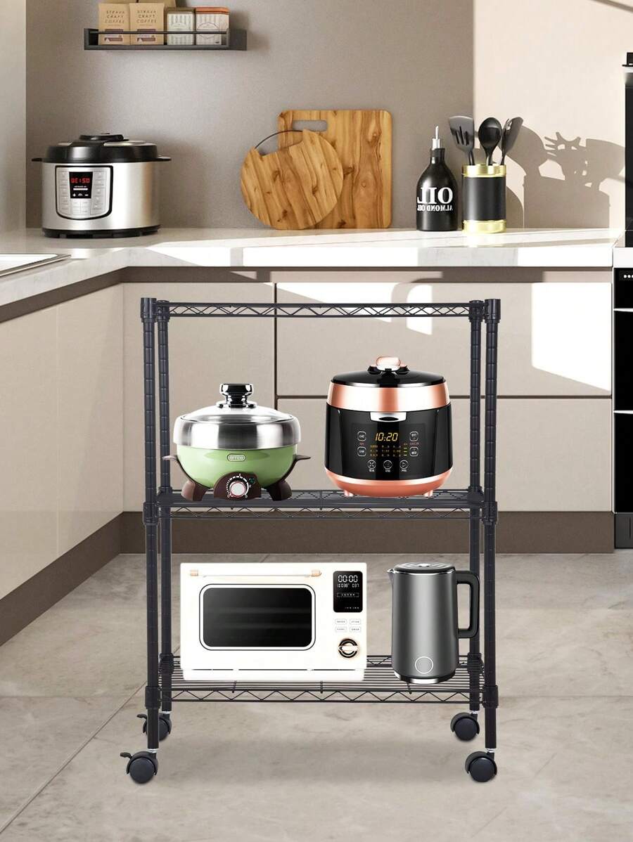 3-Tier Adjustable Wire Shelving Storage Shelves Heavy Duty Shelving ...