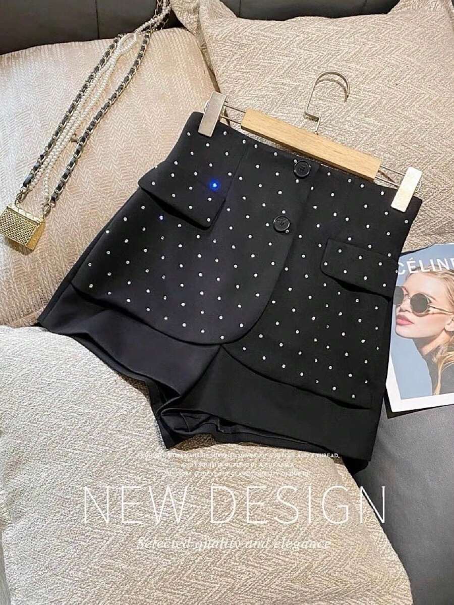 Jessy Caroline Short lfaiataria com detalhes de brilho | SHEIN Brasil