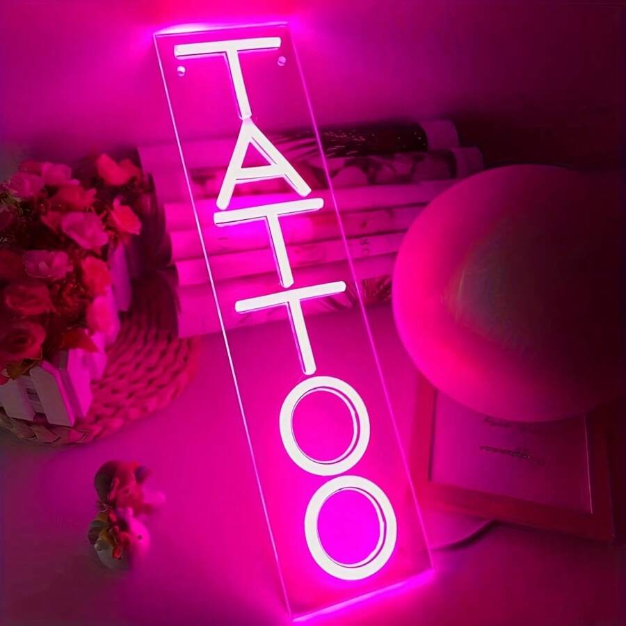 1 stuk Neonbord Tatoeages Salon Licht , Led Roze Leuk Muur kunst Decor ...