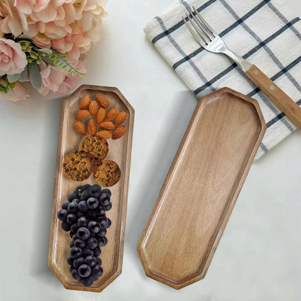 1pc 11.4inch*4.1inch*0.59inch Coffee Tray, Acacia Wood Hexagon/Oval ...