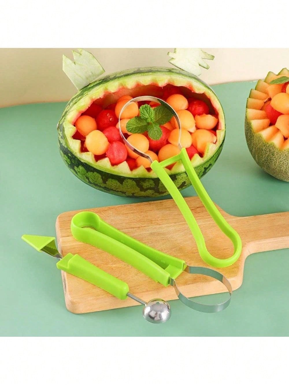3-In-1 Fruit Carving Tool Set Including Fruit Baller, Melon Baller And ...