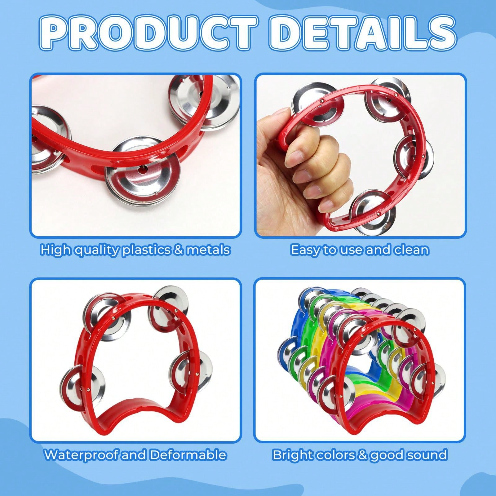 1 Stück Plastik Percussion Tamburin Für Erwachsene Hand Tamburin ...