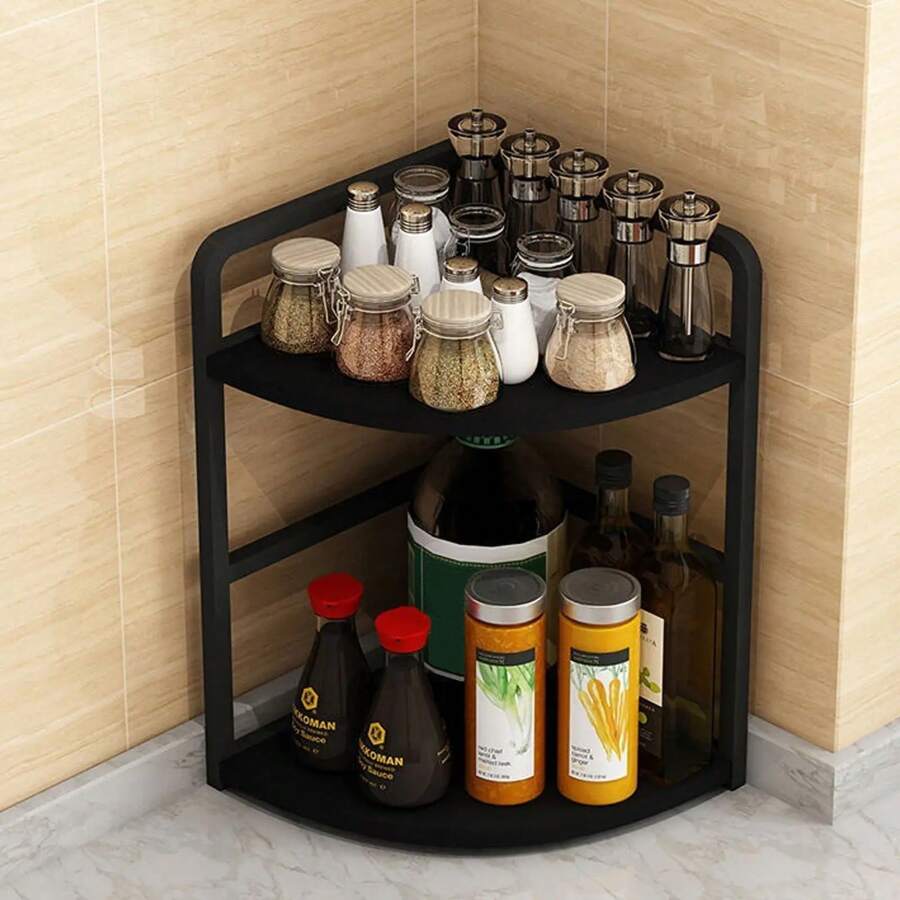 Kitchen Countertop Corner Storage Rack, 3-Tier Triangular Spice ...