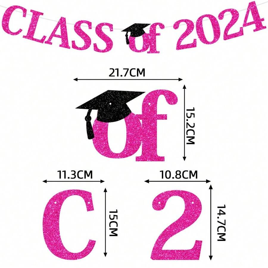 Set, Pink Graduation Decorations 2024, With 1pc Large Congrats Grad ...