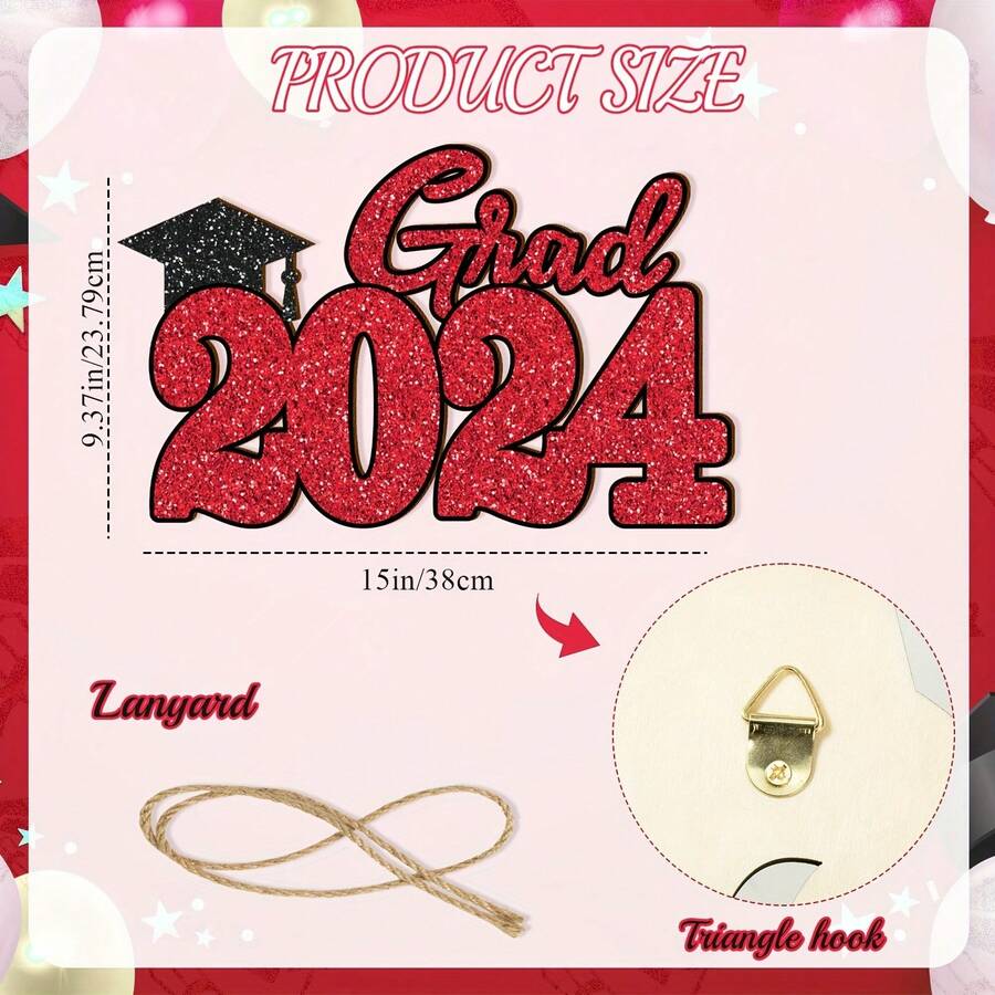 1pc, Graduation Party Decorations For Class Of 2024, Red Grad 2024 Wood ...