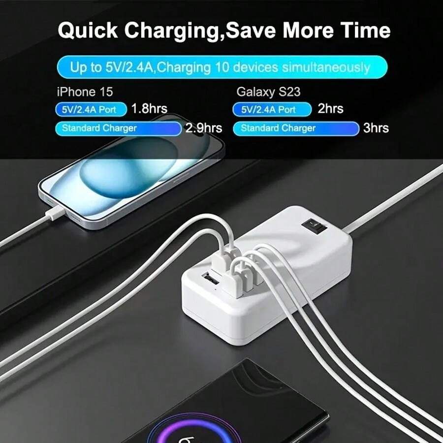 Multiport USB Charger, 6-Port USB Charging Station For Multiple Devices ...