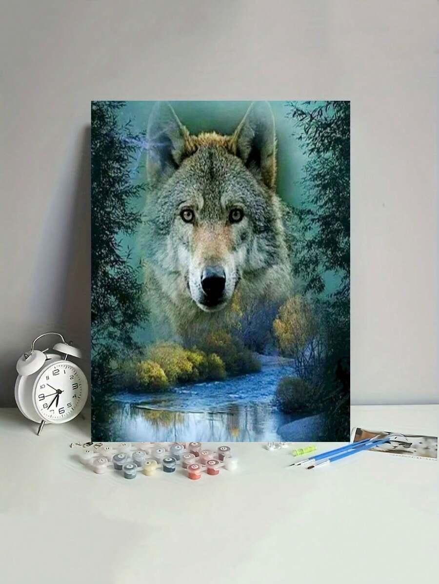Personality Forest Wolf Dog Diy Digital Oil Painting Set | SHEIN UK