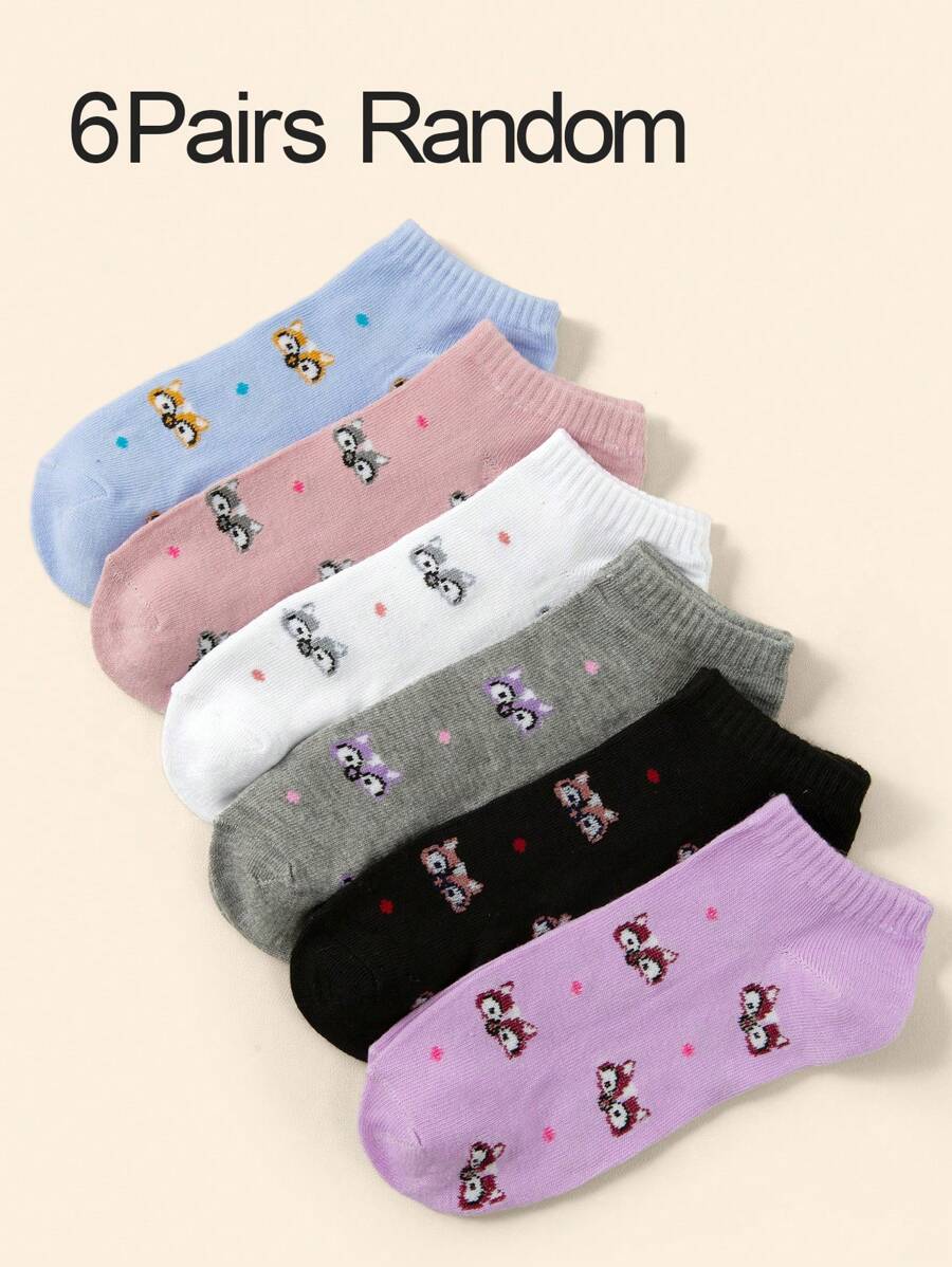 6pairs/Set Women's Fox Pattern Soft Comfortable Casual Breathable Cute ...