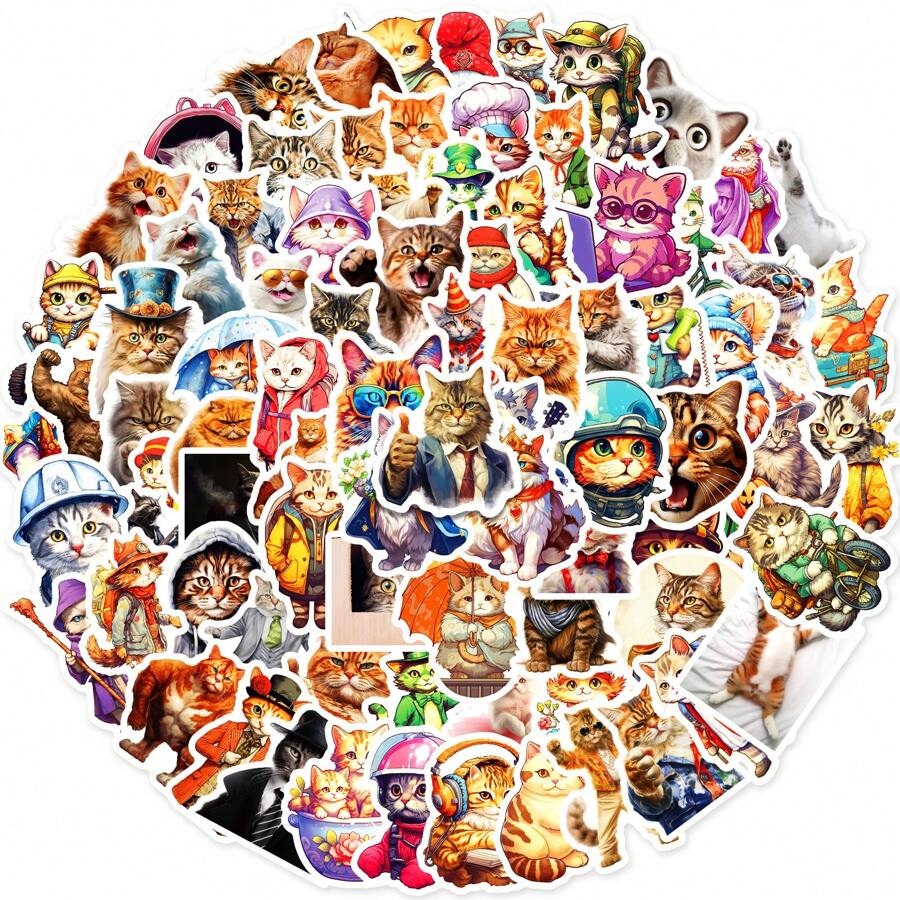 100pcs Cat Sticker Pack, Cute Cat Multi-Purpose Stickers For Teens ...