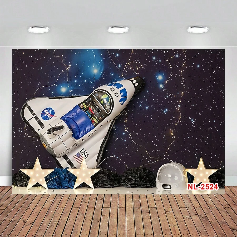 Outer Space Stars Rocket Universe Backdrops For Birthday Party ...