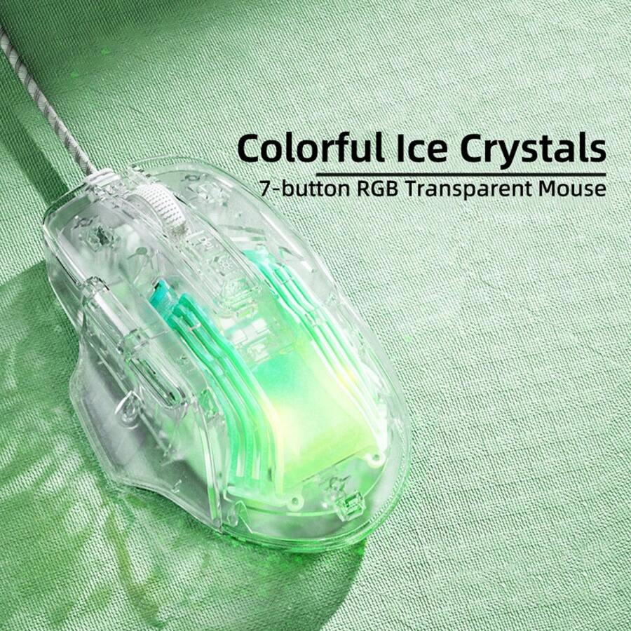 Lecoo Wired Gaming Mouse, PC Gaming Transparent Mice [Breathing RGB LED ...