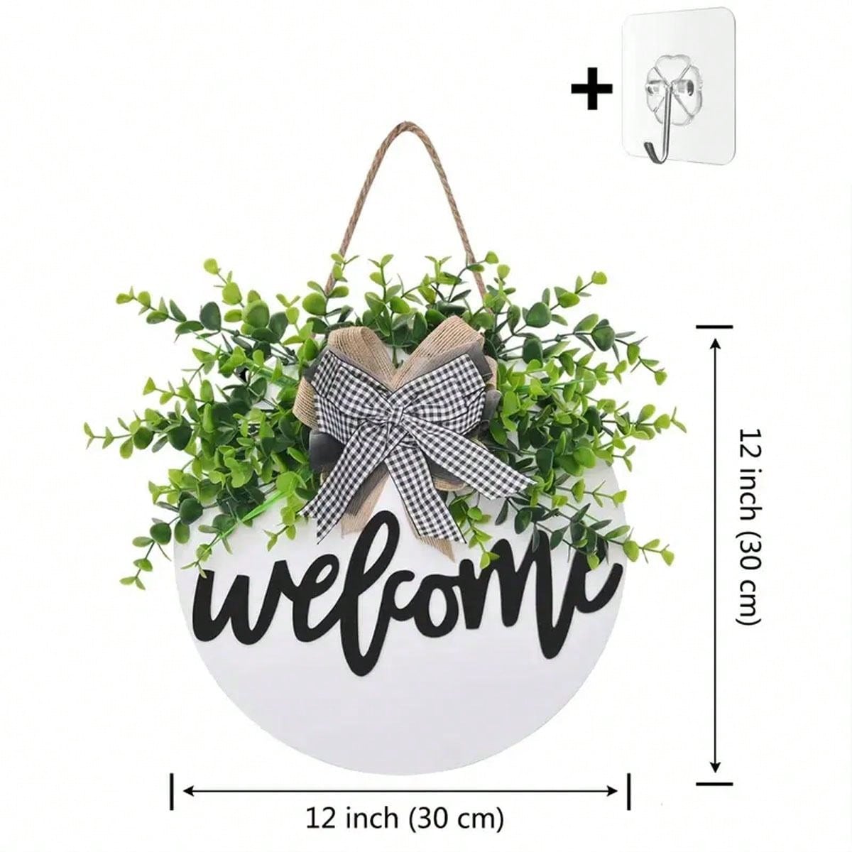 1pc Welcome Sign Hello Front Door Round Wooden Sign, Hanging Welcome ...