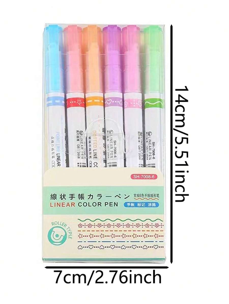 6pcs Floral Shaped Outline Highlighters | SHEIN USA