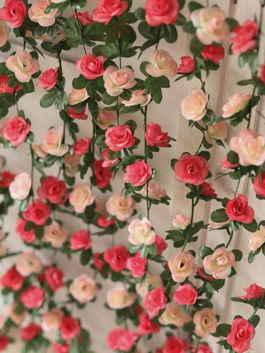 1pc 7.5ft Artificial Rose Flower Garland, Diy Rose Flower Vine, Hanging ...