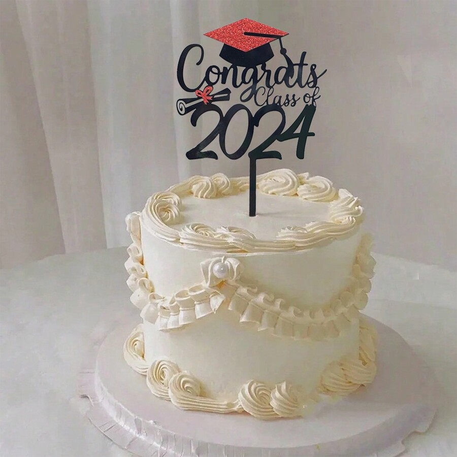 1pc Congratulation Class Of 2024 Cake Topper Graduate Cake Decoration ...