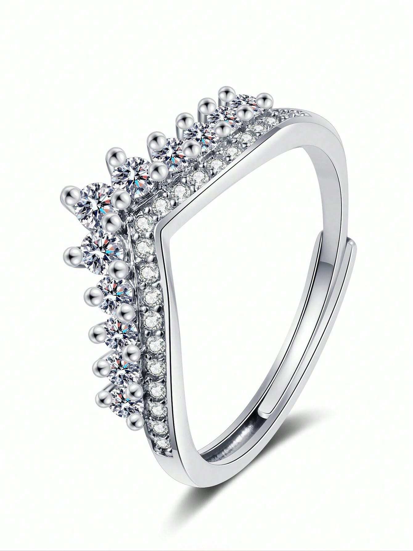 Anillo De Corona Incrustado Con Pedrería, Minimalista Y Clásico Con Una Sensación De Alta ...