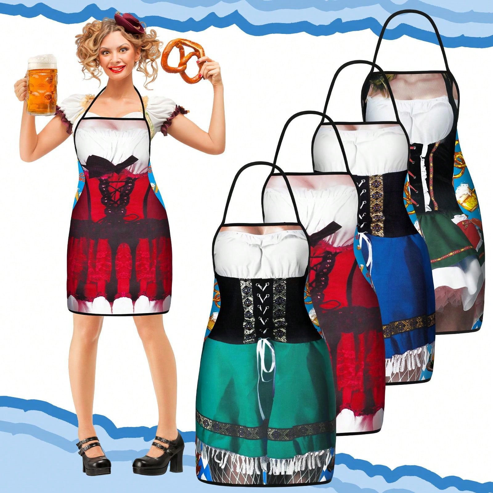 4pcs Women's Oktoberfest Apron Set With Director Costume, Creative And ...