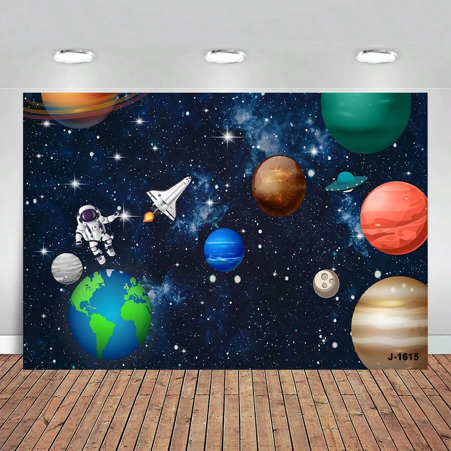 Outer Space Stars Rocket Universe Backdrops For Birthday Party ...