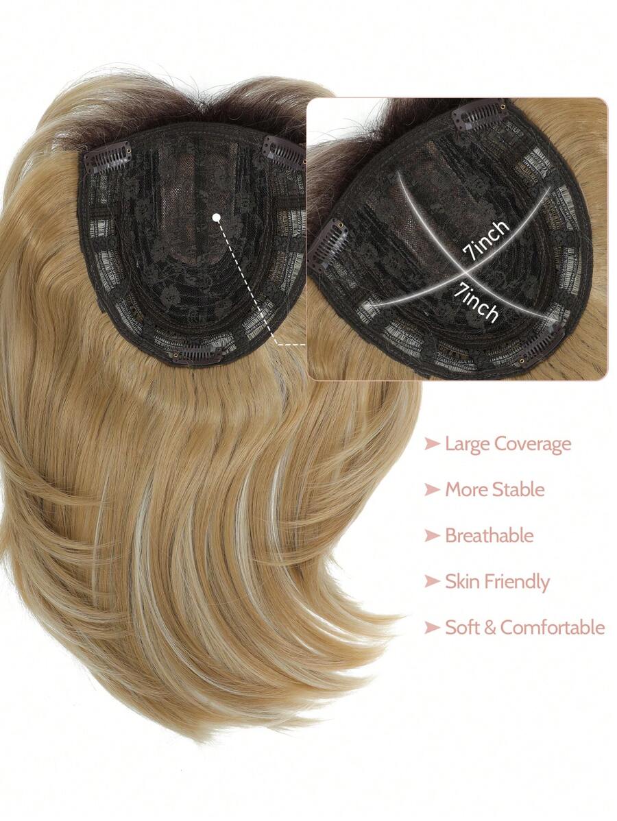 7x7inch Blonde With Dark Root Hair Topper With Large Base Cover Thining ...