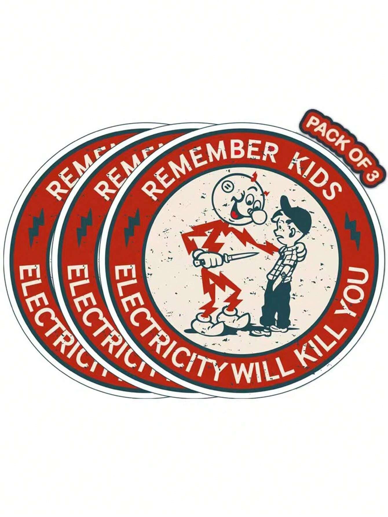 5pcs Multi-Color Kilowatt Warning Stickers, Remember Kids Electricity ...