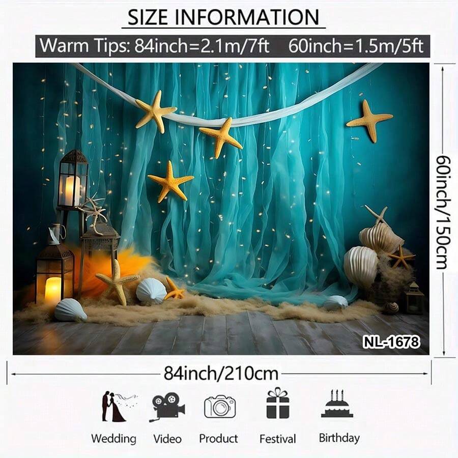 Underwater World Starfish Photography Backdrop Boy And Girl Birthday ...
