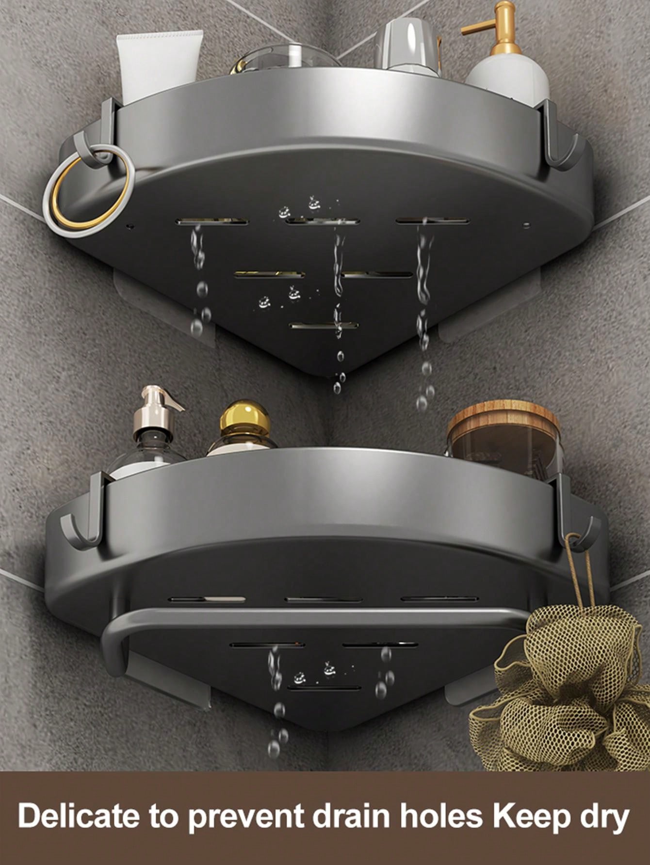 1PC Aluminum Punch-Free Bathroom Storage Rack, Wall Mounted Toiletry ...