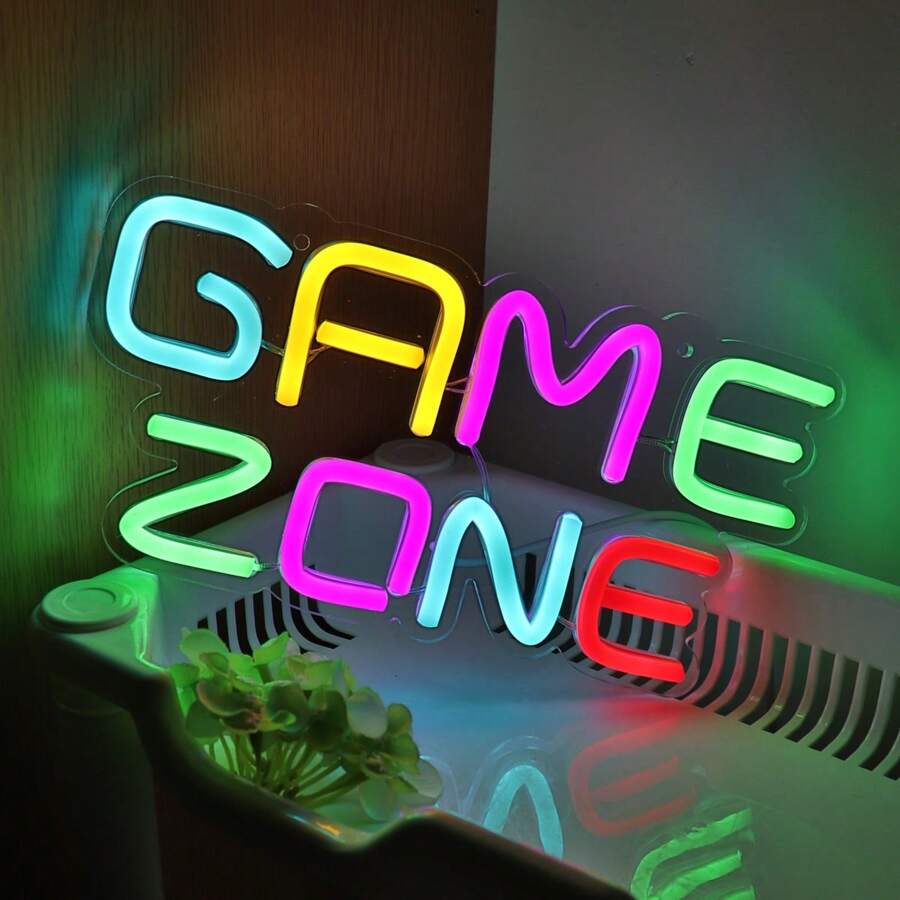 1PC 5V USB Handmade Super Bright Letter Game Zone LED Wall Art Neon ...