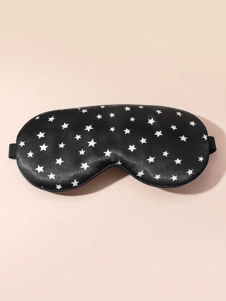 1pc Black Silk Star Patterned Eye Mask For Women Sleeping, Napping ...