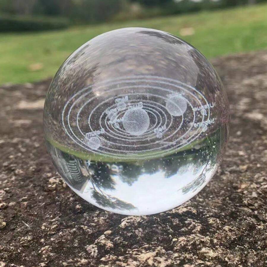 Decorative Desk Crystal Ball With Light-Up Galaxy Solar System Design ...
