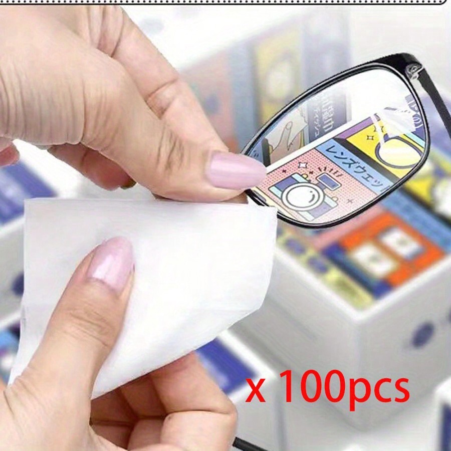 100pcs Glasses Cleaning Wipes, Disposable Glasses Cloth Wipes, Glasses ...